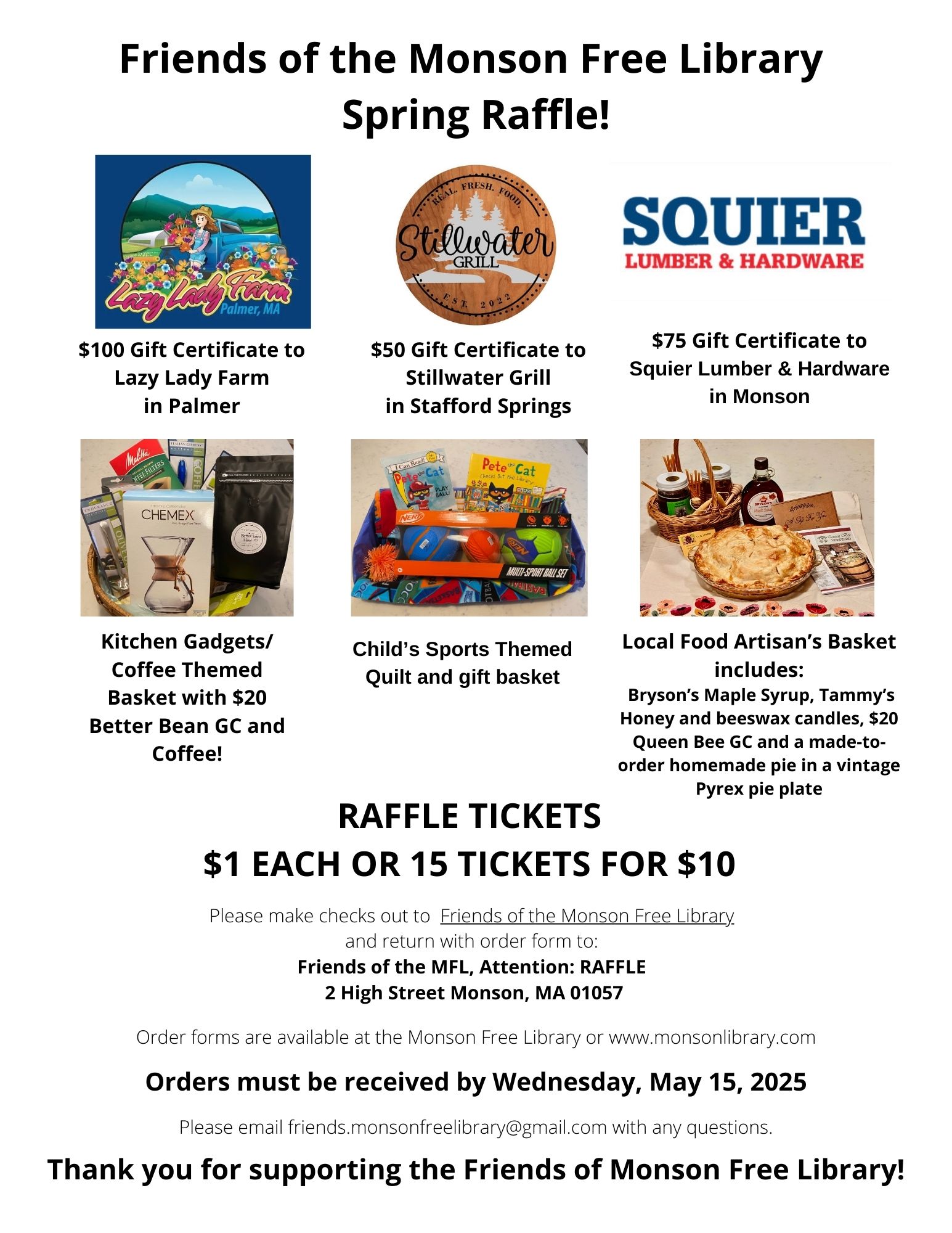 Friends of the Library Raffle | Monson Free Library